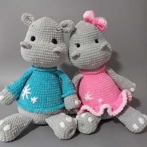 Hippo Plush Toy Crochet Pattern, Amigurumi Safari Animal, No Sew ...