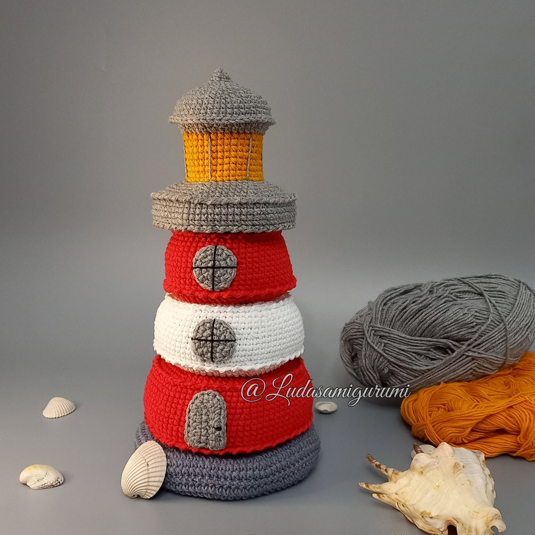 Lighthouse Stacking Toy Crochet Pattern, Ring Tower Tutorial, Nautical ...
