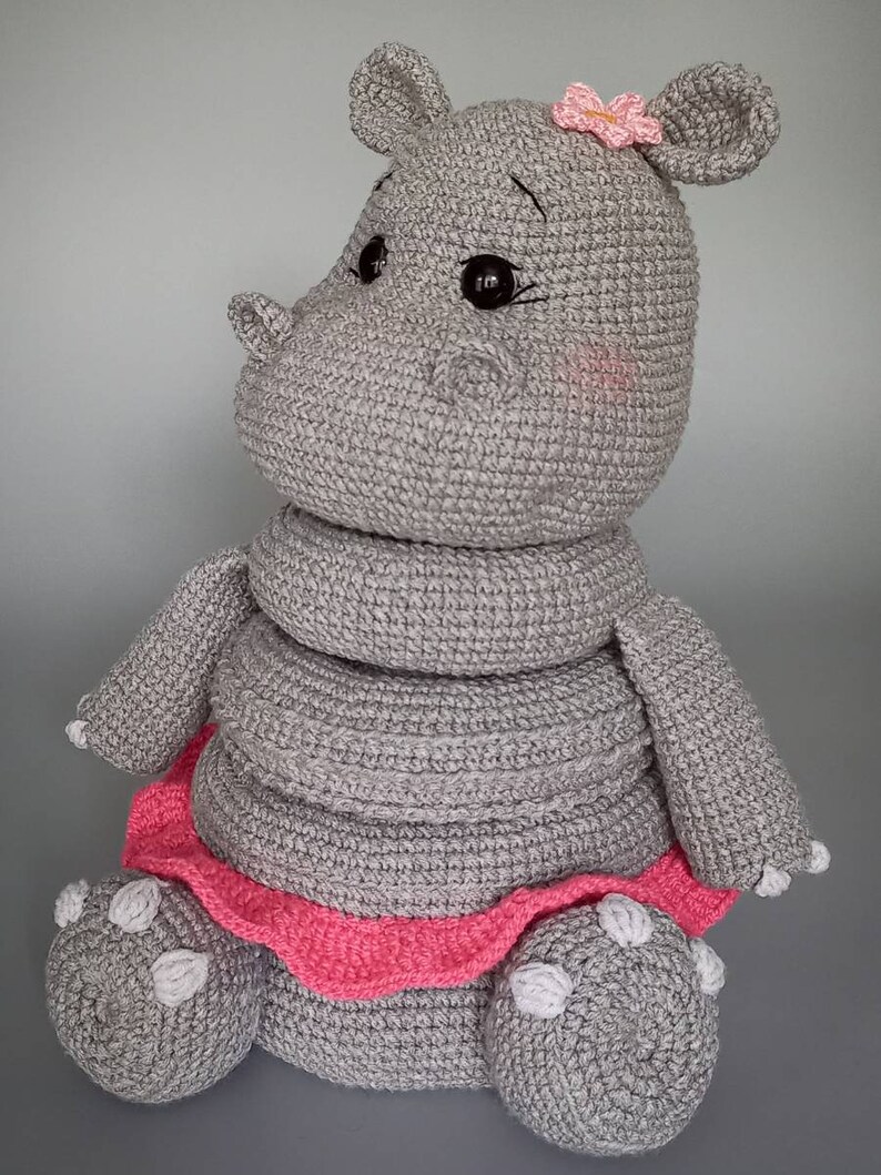Hippo Stacking Toy Crochet Pattern Amigurumi Safari Animal - Etsy