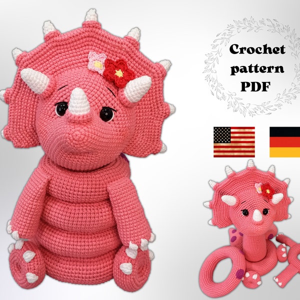 Triceratops Crochet Pdf Pattern - Etsy