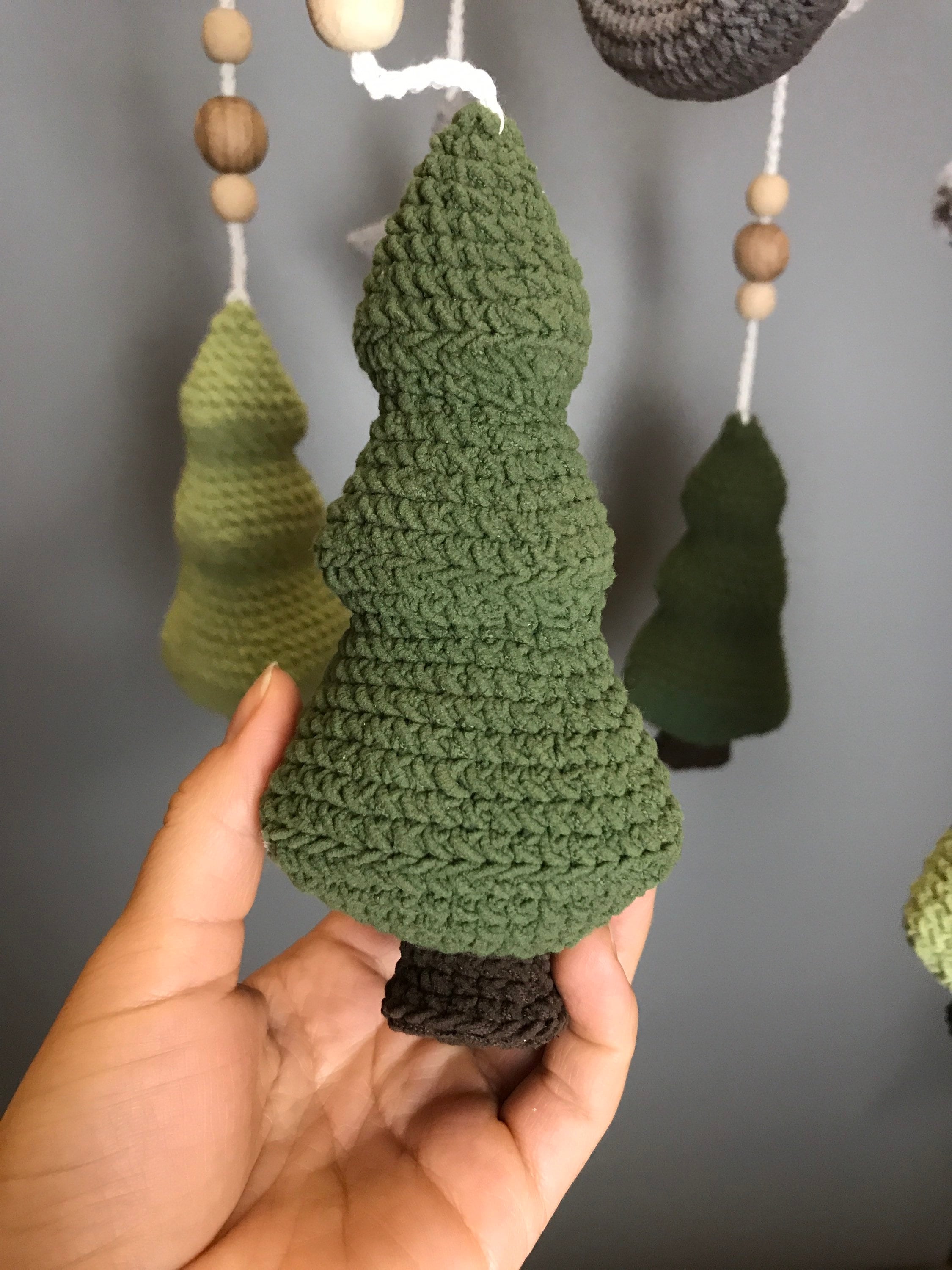 Woodland Mobile Crochet Pattern PDF, Green Forest Nursery Hanging Toys ...