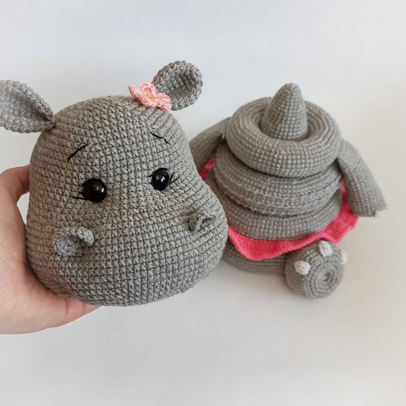 Hippo Stacking Toy Crochet Pattern Amigurumi Safari Animal - Etsy