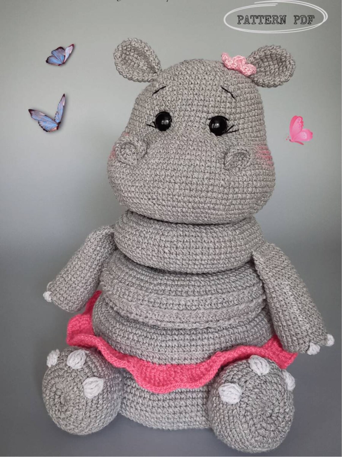 Hippo Stacking Toy Crochet Pattern Amigurumi Safari Animal - Etsy