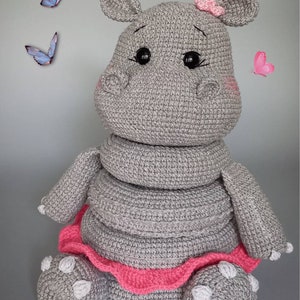 Hippo Stacking Toy Crochet Pattern Amigurumi Safari Animal - Etsy