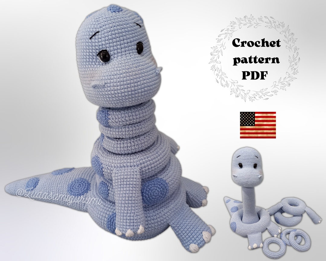 Diplodocus Dino Stacking Toy Crochet Pattern PDF, Amigurumi Stegosaurus ...