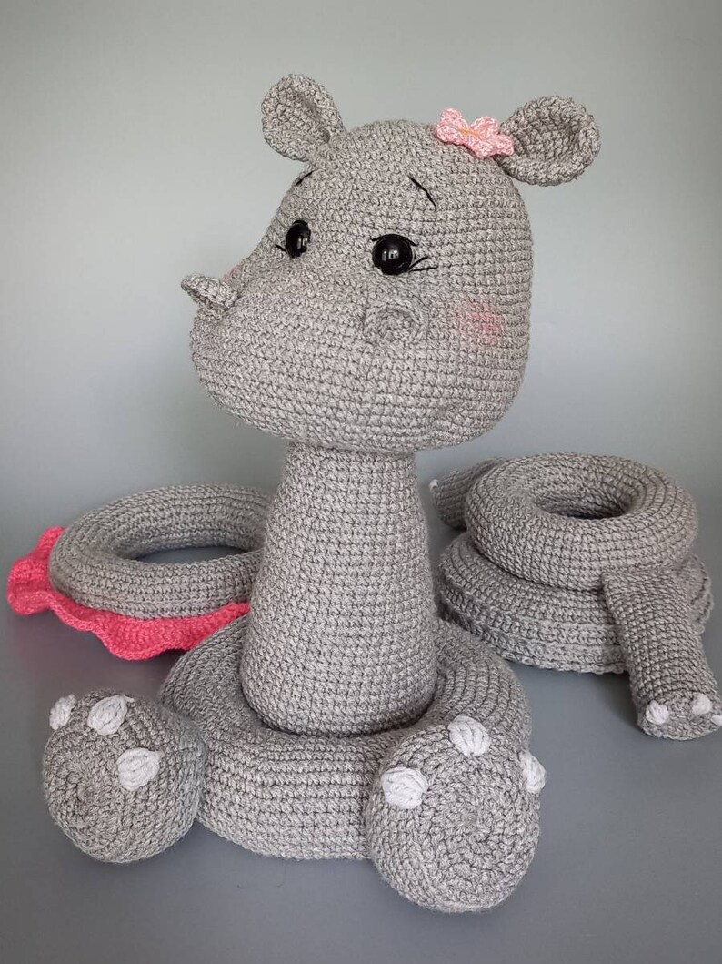 Hippo Stacking Toy Crochet Pattern Amigurumi Safari Animal - Etsy