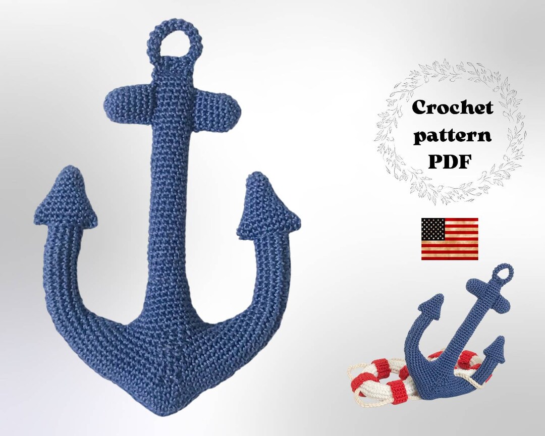 Anchor Crochet Pattern, Nautical Theme Design, Marine Accessory, Craft ...