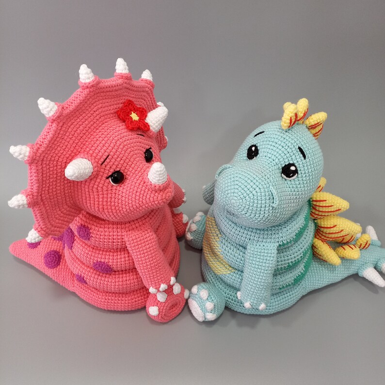 Triceratops and Stegosaurus Dino Stacking Toy Crochet Pattern - Etsy