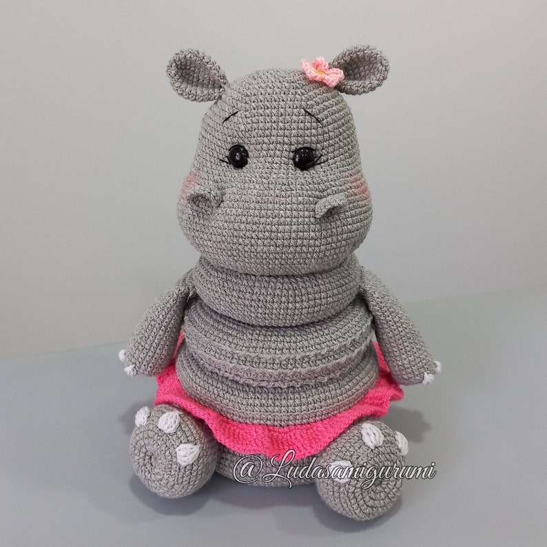 Hippo Stacking Toy Crochet Pattern Amigurumi Safari Animal - Etsy