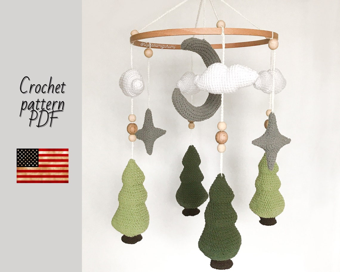 Woodland Mobile Crochet Pattern PDF Green Forest Nursery - Etsy