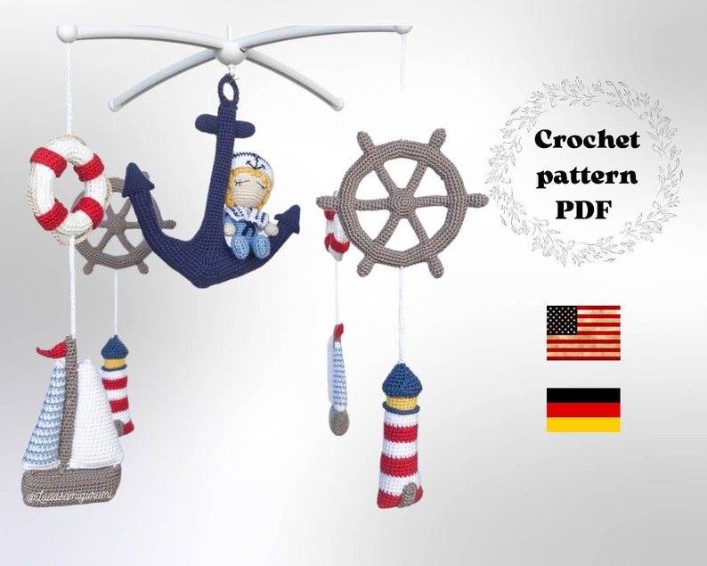 Nautical Baby Crib Mobile Crochet Pattern PDF. Marine Nursery - Etsy