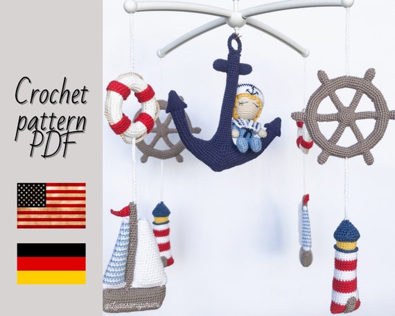 Nautical Baby Crib Mobile Crochet Pattern PDF. Marine Nursery | Etsy