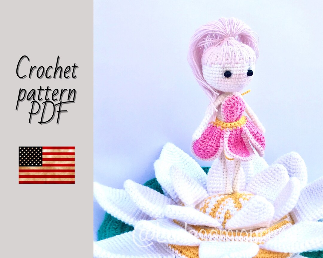 Fairy in Lotus Flower Crochet Pattern PDF Amigurumi Spring - Etsy