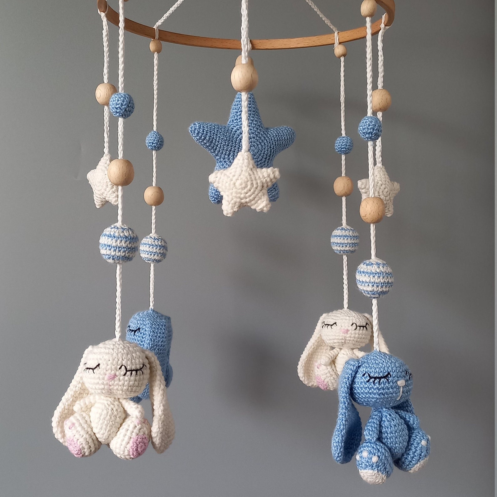 SLEEPY BUNNY Crochet Patterns Baby Crib Mobilepdf Tutorial - Etsy