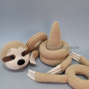 Sloth Stacking Toy Crochet Pattern PDF, Amigurumi Ring Tower Tutorial ...