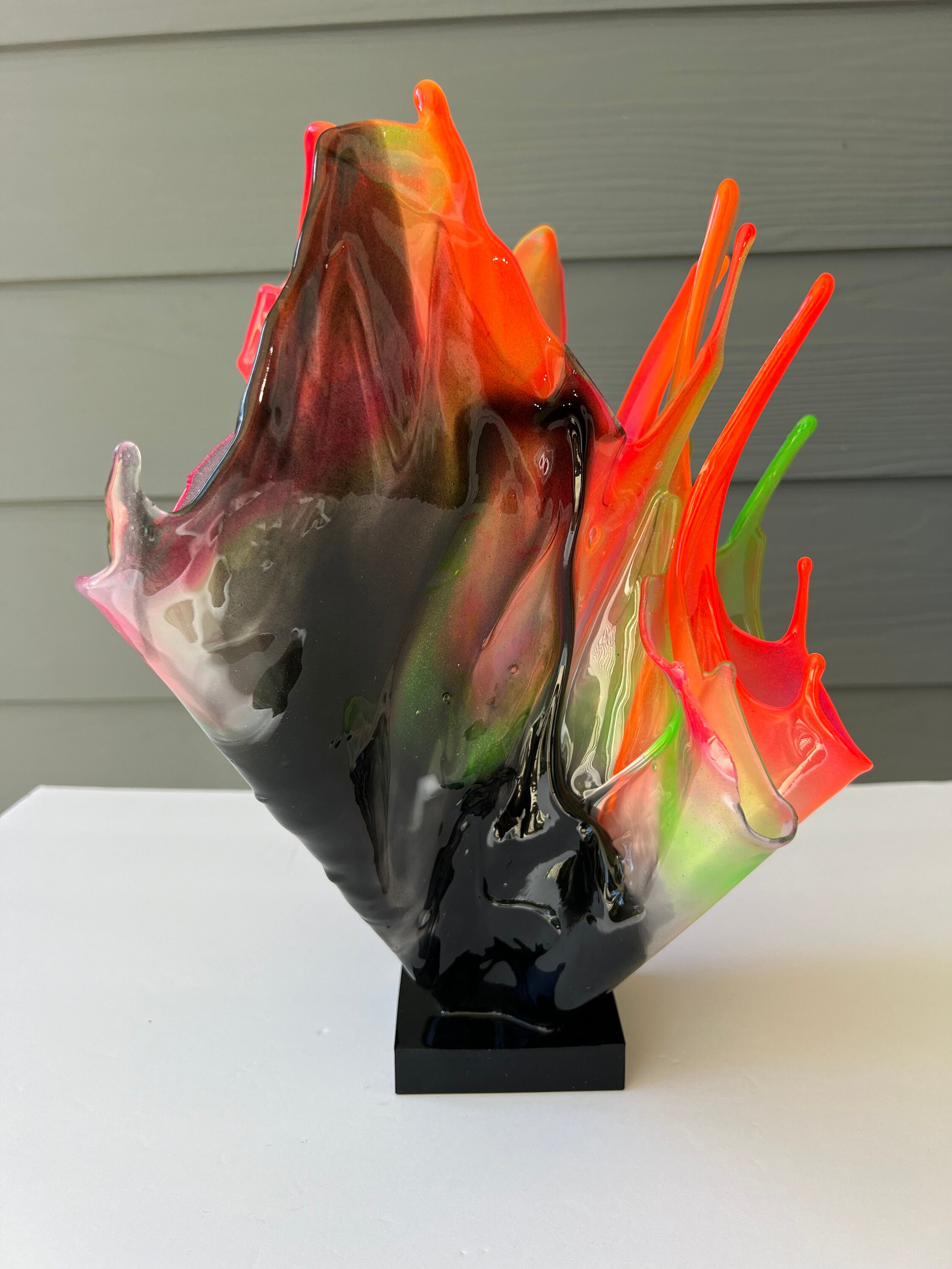 Pink, Orange, and Black Epoxy Resin Sculpture - Etsy