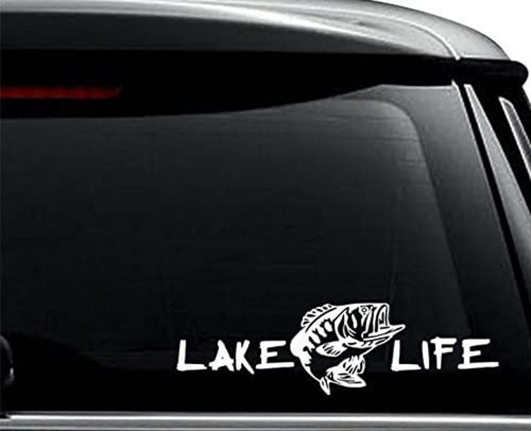 Lake Life Bass Fishing - Decal Sticker for Use on Laptop, Helmet, Car ...