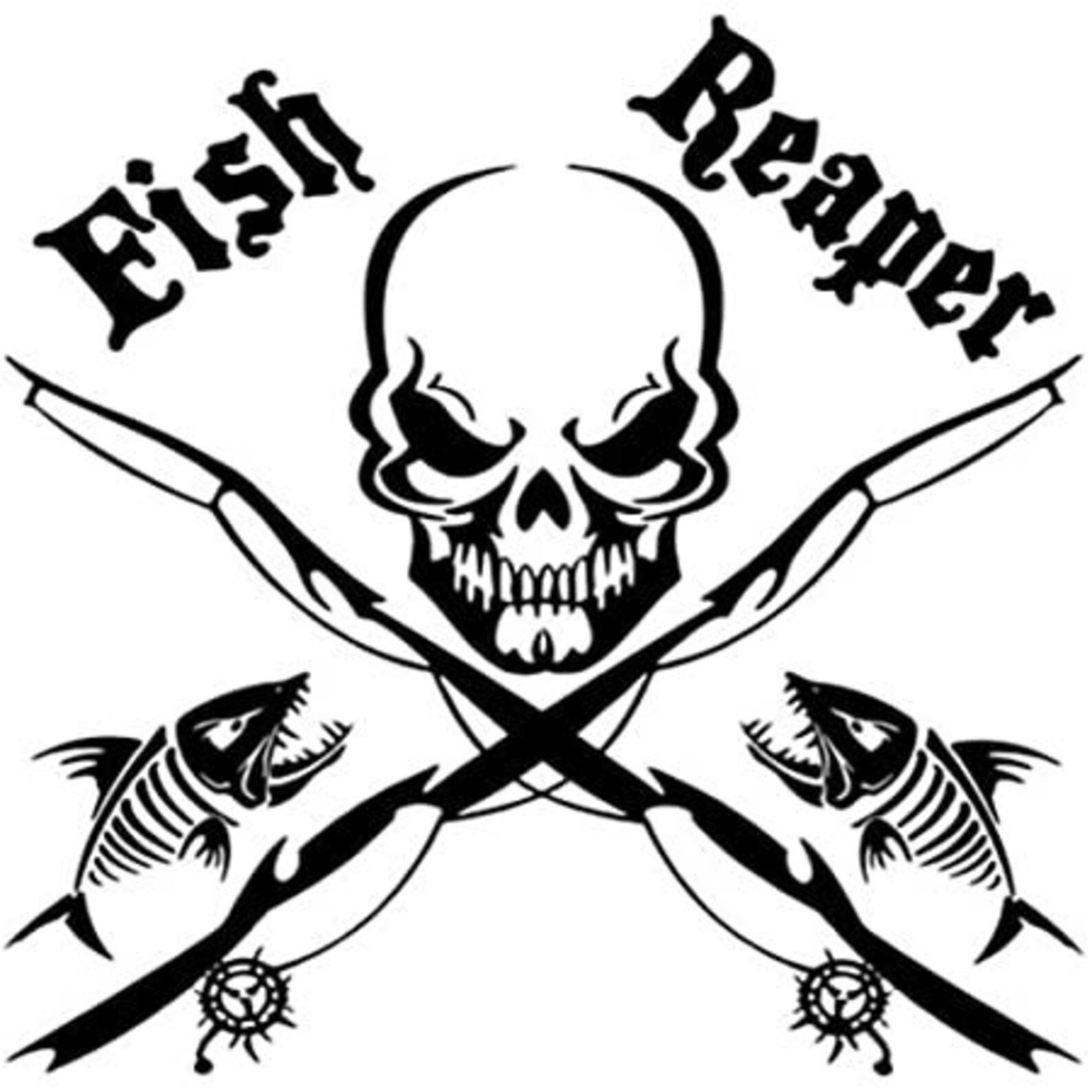 Fish Reaper Skull Sportsman Hunting Vinyl Decal Sticker Car Truck ...