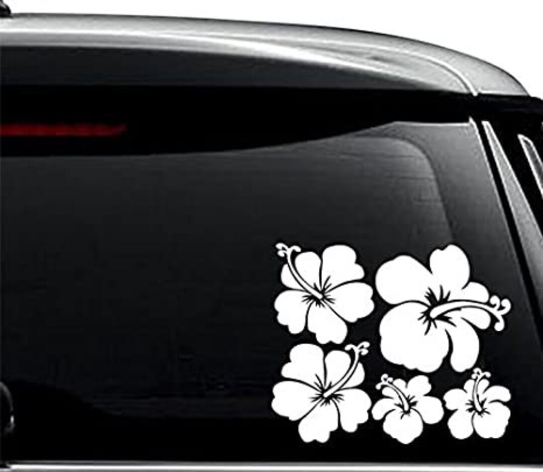 Hawaii Hibiscus Flowers - Decal Sticker for Use on Laptop, Helmet, Car ...