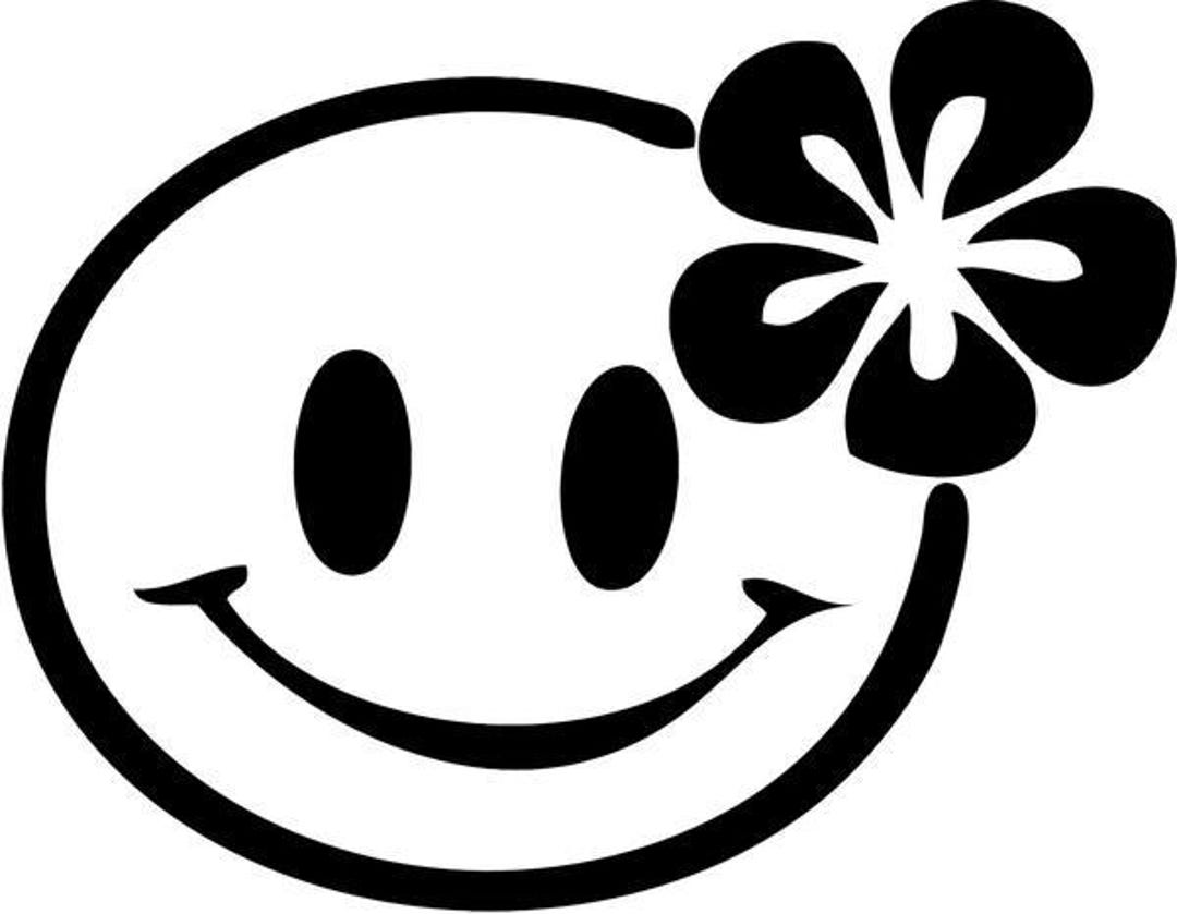 Hawaii_smiley_face_hibiscus - Decal Sticker for Use on Laptop, Helmet ...