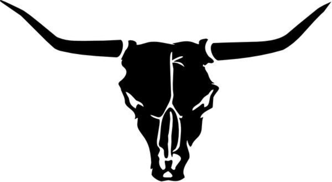 Skull_bull_longhorn Decal Sticker for Use on Laptop, Helmet, Car, Truck ...