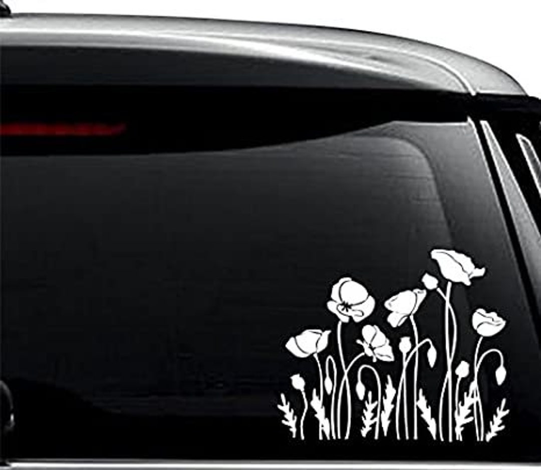Poppy Flowers - Decal Sticker for Use on Laptop, Helmet, Car, Truck ...