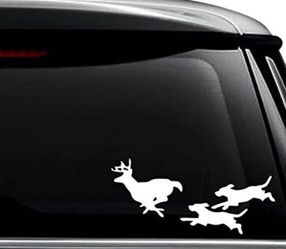 Dog Chasing Deer Buck Hunting Decal Sticker for Use on - Etsy