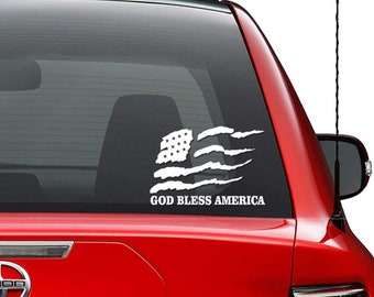 God Bless America USA Flag Decal Sticker for Use on Laptop, Helmet, Car ...