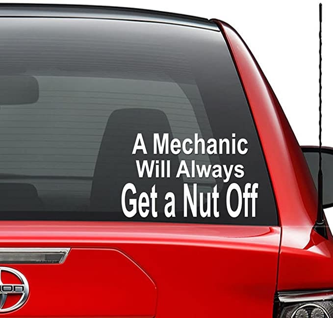 Funny Mechanic Nut Vinyl Decal Sticker Car Truck Vehicle Bumper Window ...