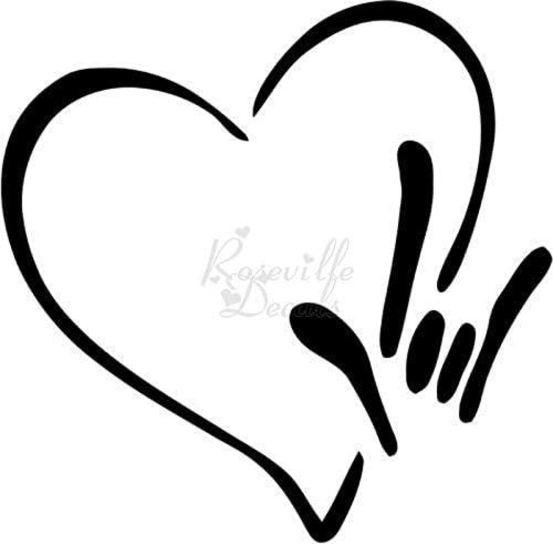 I Love You Sign Language Heart Vinyl Decal Sticker for Home Office ...