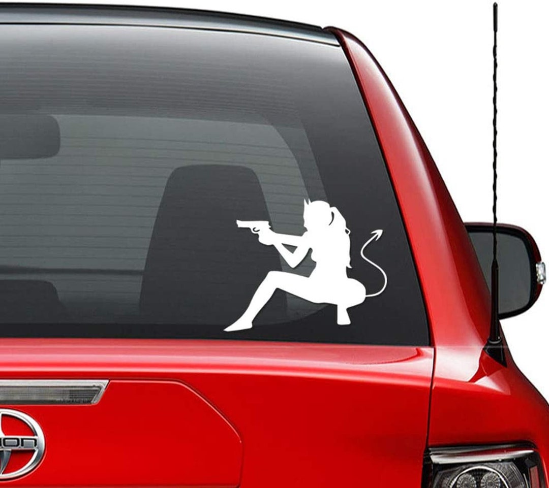 Sexy Devil Girl Gun Vinyl Decal Sticker Car Truck Vehicle Bumper Window ...