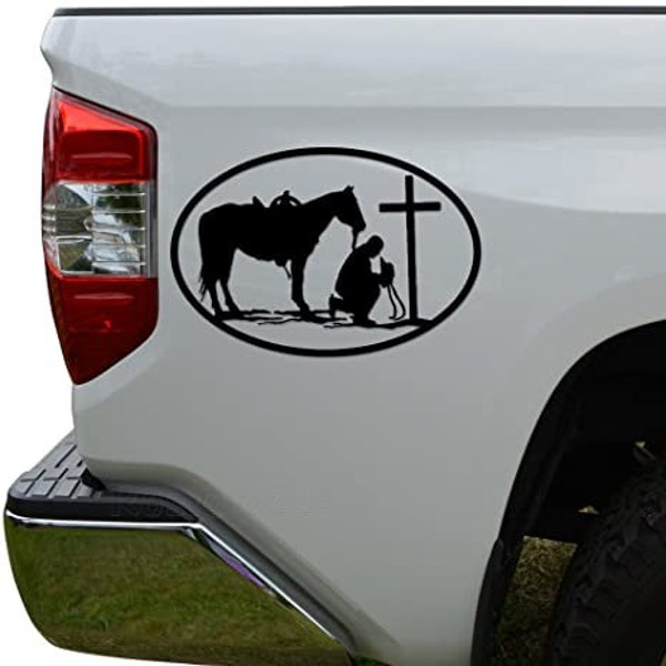 Gold Praying Cowboy Car Decal - Etsy