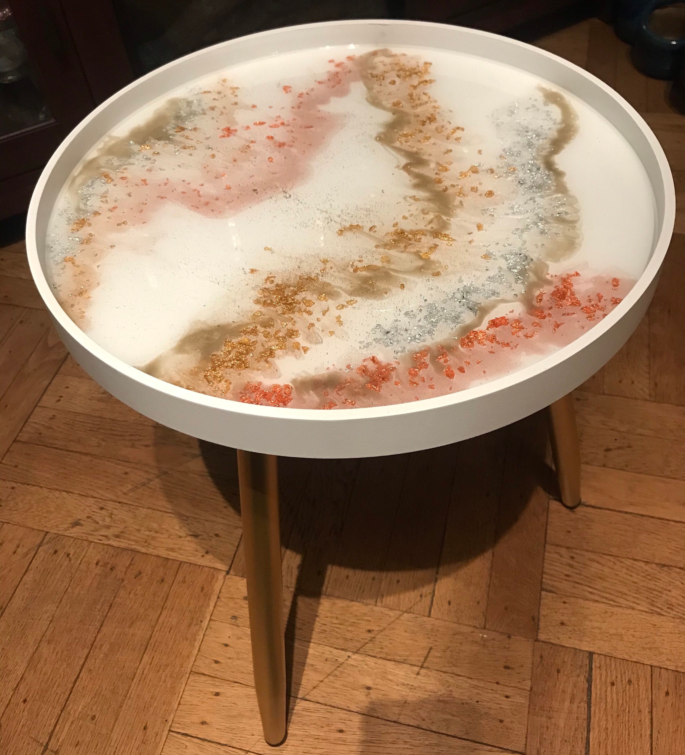 Elegant Resin Top Side Table - Etsy