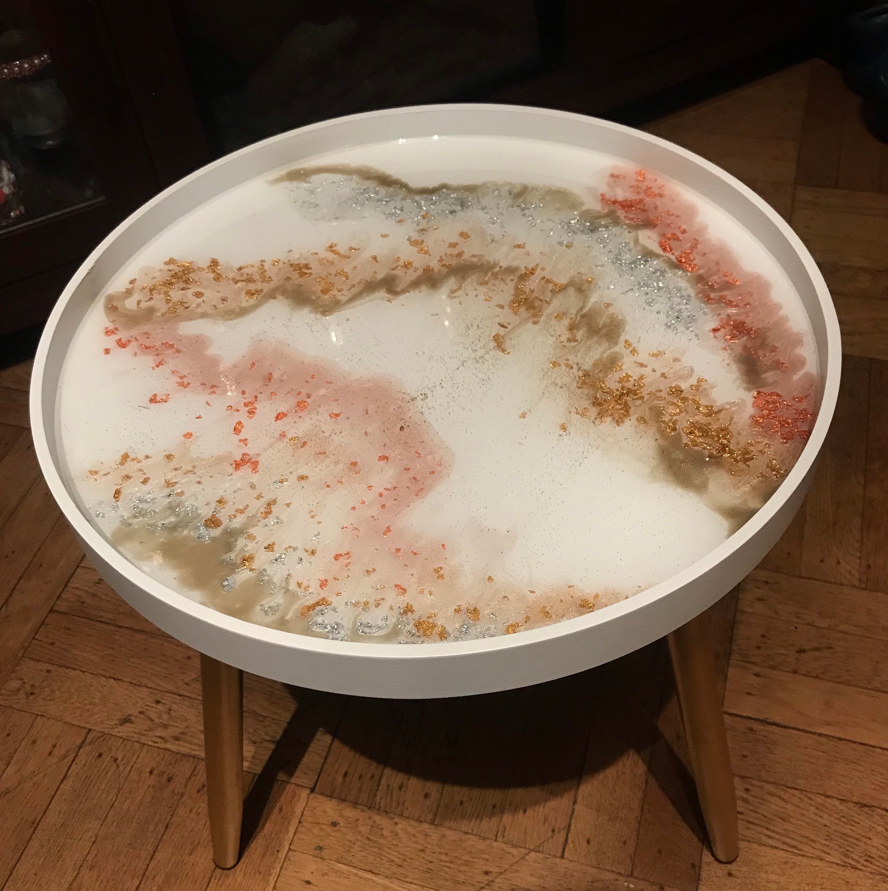 Elegant Resin Top Side Table - Etsy