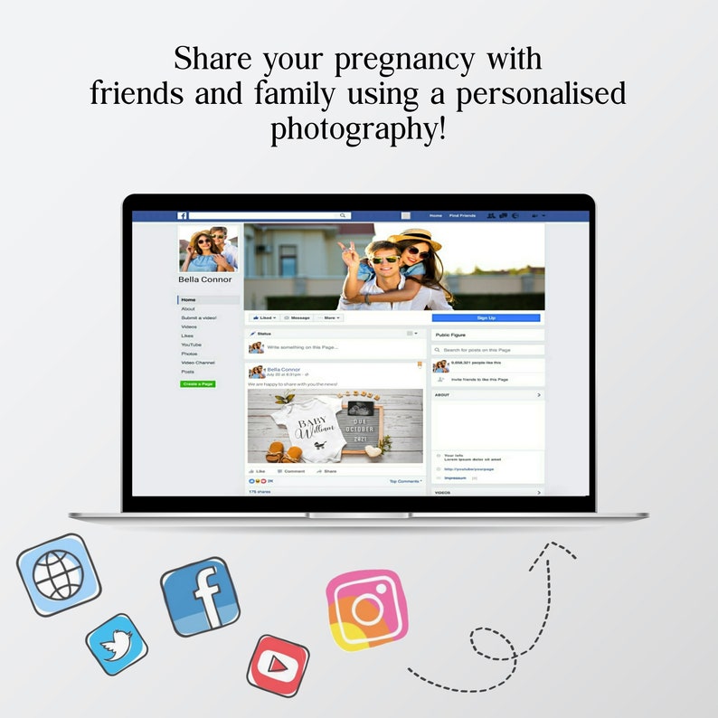 Custom Baby Neutral Announcement With Due Date Any Text for Social ...