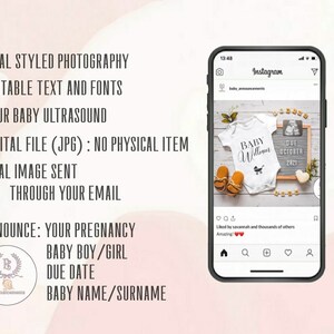 Custom Baby Neutral Announcement With Due Date Any Text for Social ...