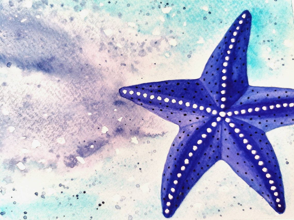 Seestern Original Aquarell 5.8 von 8.3 Ozean Maritimes | Etsy