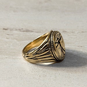 18k Gold Ring Da Vinci Ring Renaissance Ring Vitruvian Man Gold Pendant ...