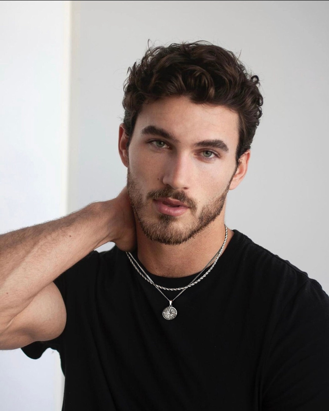 18k Silver Compass Pendant Man Necklace for Man Necklace Pendant ...