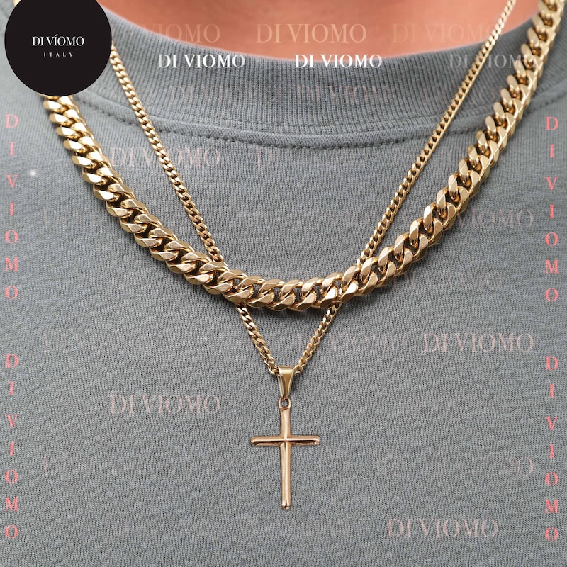 Cuban Link Chain With Cross - Etsy