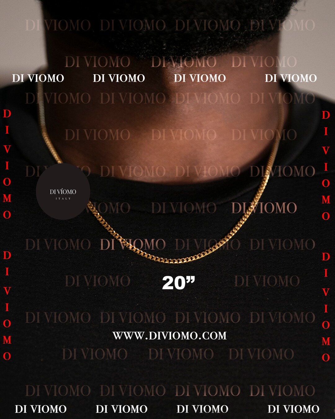 18K Gold Cuban Link Chain, Waterproof Necklace, Mens Gold Cuban Curb ...