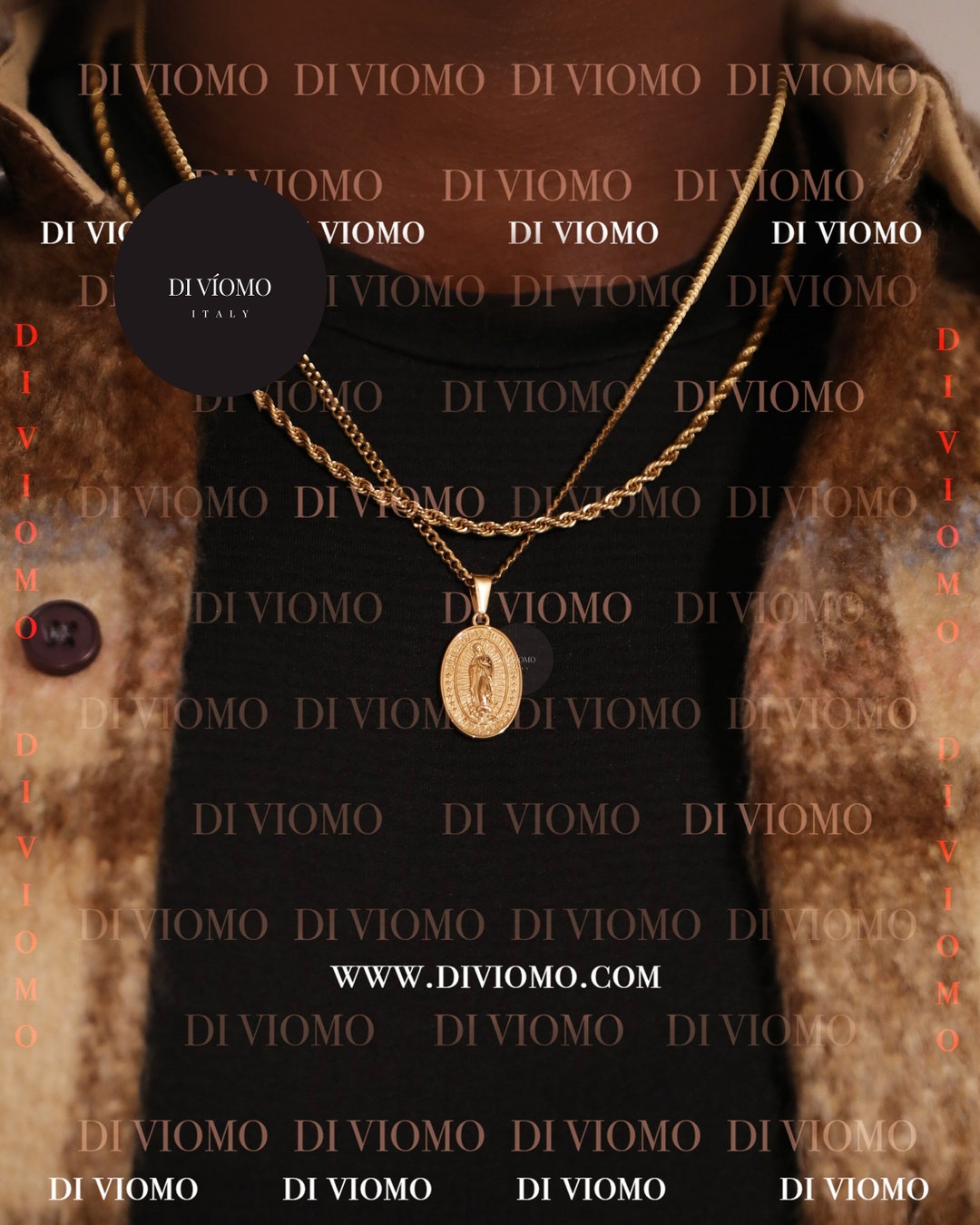 18k Gold St Mary Pendant Saint Mary Medal Virgin Mary Necklace ...