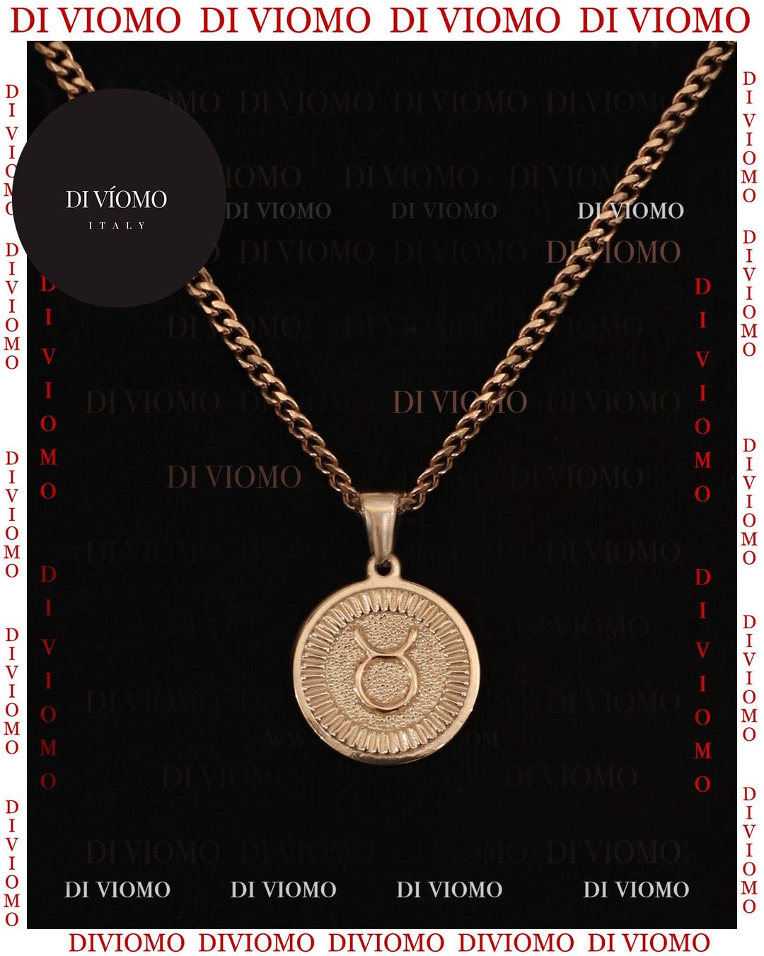 18k Gold Taurus Pendant Necklace, Zodiac Necklace, Gold Taurus Necklace ...