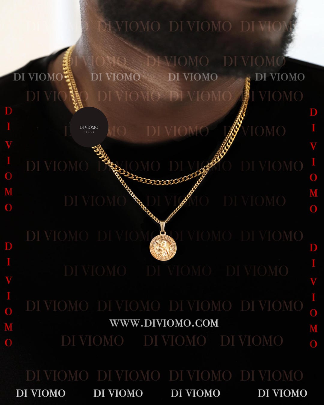 18k Gold Zeus Pendant Chain Mens Greek God Zeus Necklace Waterproof ...