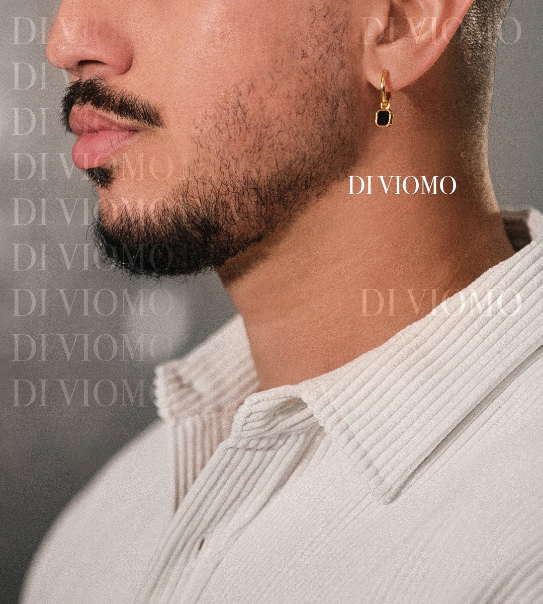 18K Gold Black Onyx Dangle Earring, Mens Earring, Gold Hoop Dangle ...