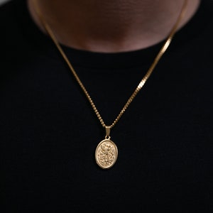 18k Gold St Michael Pendant Saint Michael Medal Archangel Michael ...