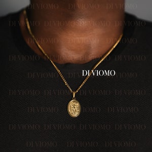 18k Gold St Michael Pendant Saint Michael Medal Archangel Michael ...