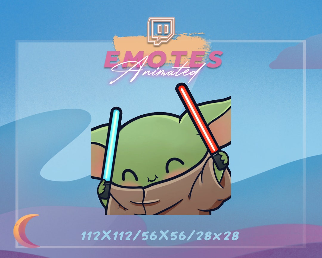 Twitch Chibi Emote Animated Glow Stick Baby Yoda Emote Kawaii Emote ...