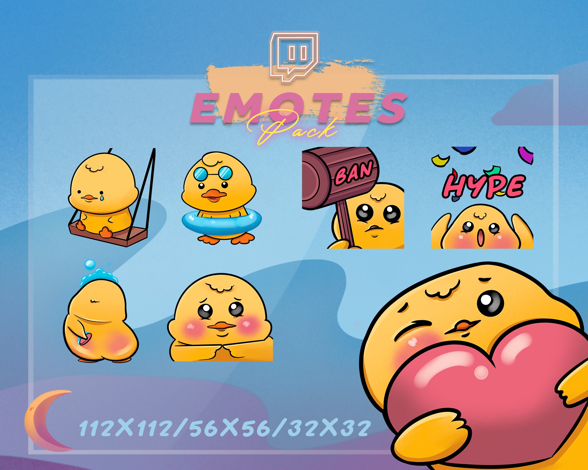 Emote Pack Baby Duck/chick ban Hype Booty Sad Shy - Etsy