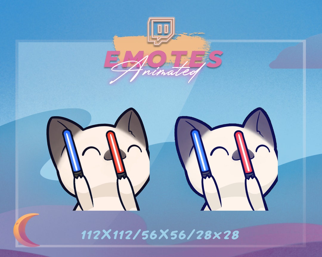 Animated Twitch Emote Glow Stick Cat Cat Emote Party Emote Chibi Emote ...